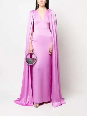 Alex Perry V-neck Cape Gown