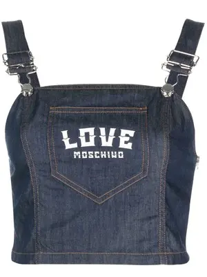 Moschino Logo-print Denim Top - Blue