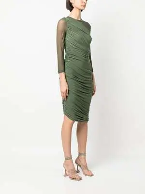 Norma Kamali Diana Sheer-sleeved Ruched Dress