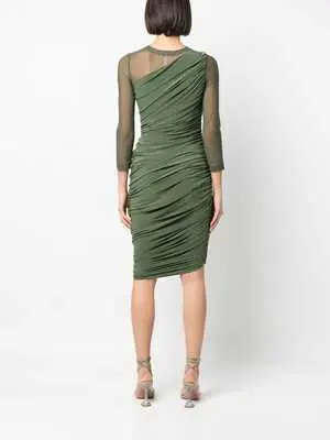 Norma Kamali Diana Sheer-sleeved Ruched Dress