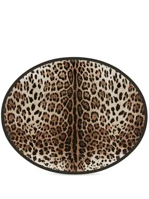 Dolce & Gabbana Porcelain Leopard-print Platter - Brown