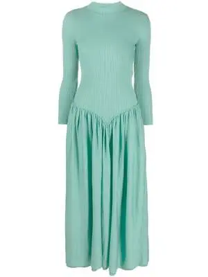 Stella McCartney Ribbed Wool Midi Dress - Green