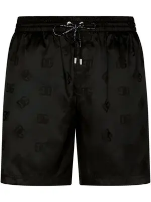 Dolce & Gabbana Dg Monogram Jacquard Swim Shorts - Black
