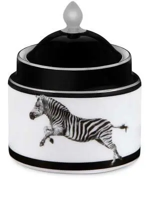 Dolce & Gabbana Zebra-print Porcelain Sugar Bowl - White
