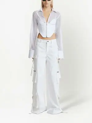 DION LEE Grid Sheer Corset Shirt