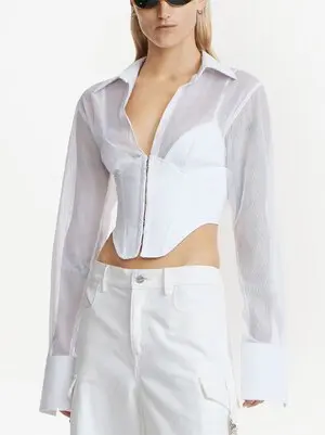 DION LEE Grid Sheer Corset Shirt