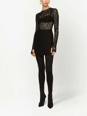 Dolce & Gabbana Dg-logo Tulle Mini Dress