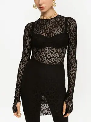 Dolce & Gabbana Dg-logo Tulle Mini Dress
