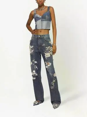 Dolce & Gabbana Distressed Straight-leg Jeans
