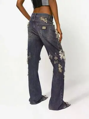 Dolce & Gabbana Distressed Straight-leg Jeans