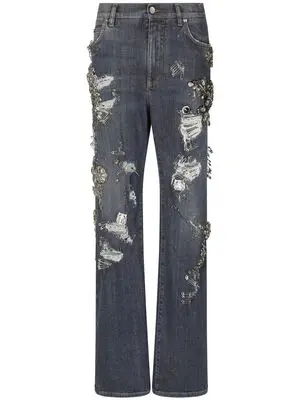 Dolce & Gabbana Distressed Straight-leg Jeans