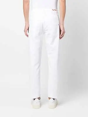 DONDUP Straight Leg Jeans With Orange Lettering Detail