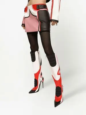 Dolce & Gabbana Colour-block Lambskin Miniskirt