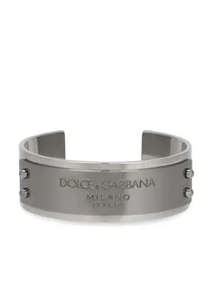 Dolce & Gabbana Engraved Logo Cuff Bracelet - Silver