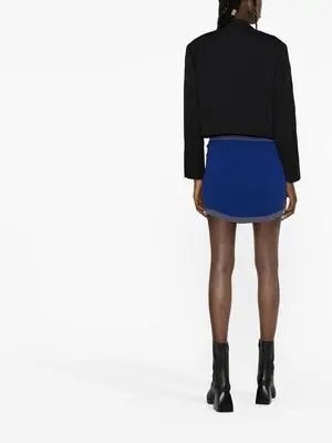Balmain Button-embellished Knitted Mini Skirt - Blue