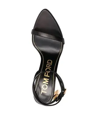 TOM FORD Padlock Leather Sandals - Black