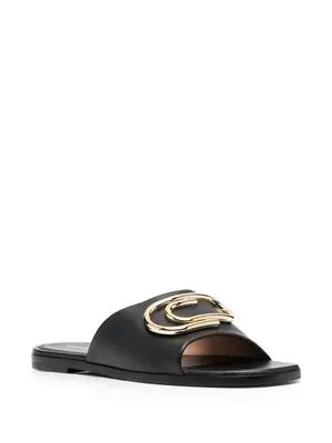 Off-White Paperclip Leather Sandals - Black