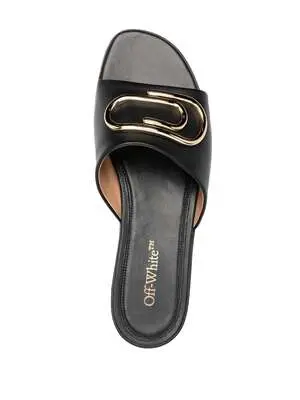 Off-White Paperclip Leather Sandals - Black