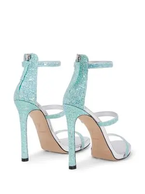 GIUSEPPE ZANOTTI Harmony Glitter Strappy Sandals - Green