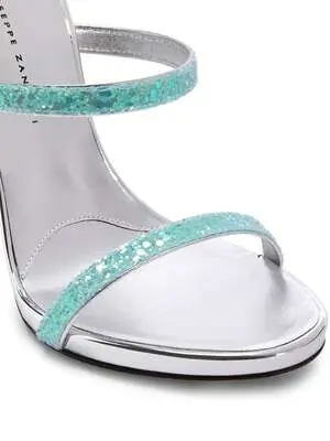 GIUSEPPE ZANOTTI Harmony Glitter Strappy Sandals - Green