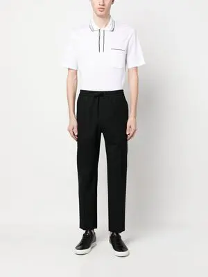 Calvin Klein Drawstring-waist Straight-leg Trousers - Black
