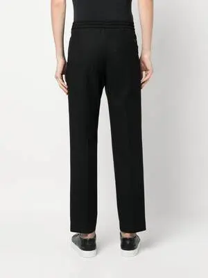 Calvin Klein Drawstring-waist Straight-leg Trousers - Black