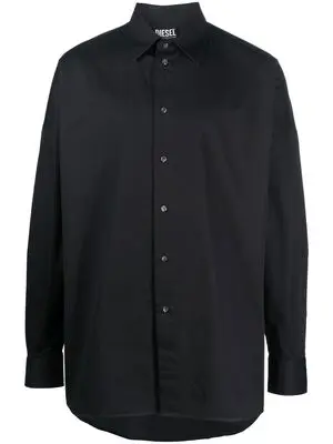 DIESEL® S-limo Logo-embroidered Shirt - Black
