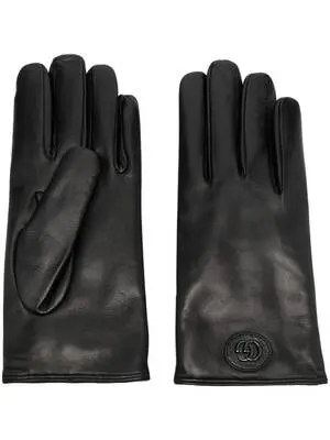 Gucci Logo-plaque Leather Gloves - Black
