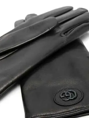 Gucci Logo Plaque Leather Gloves