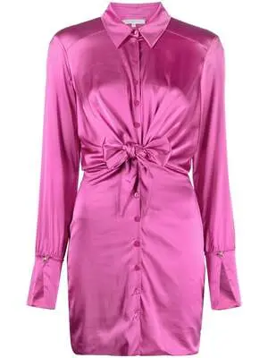 Patrizia Pepe Orchid High-shine Finish Front-knot Shirt Dress
