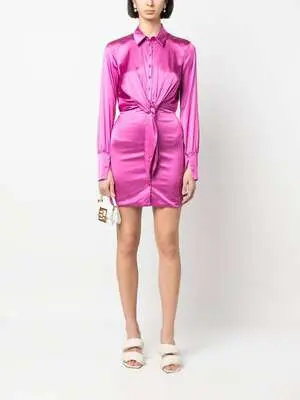 Patrizia Pepe Orchid High-shine Finish Front-knot Shirt Dress