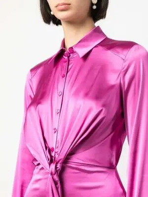 Patrizia Pepe Orchid High-shine Finish Front-knot Shirt Dress