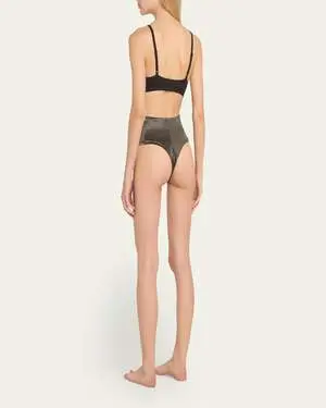 Spanx High-rise Shaping Satin Thong - Silver Moon