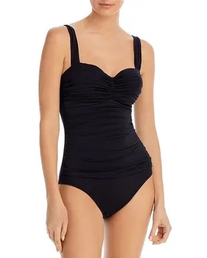 Bleu Rod Beattie Shirred Bandeau One Piece Swimsuit - Black
