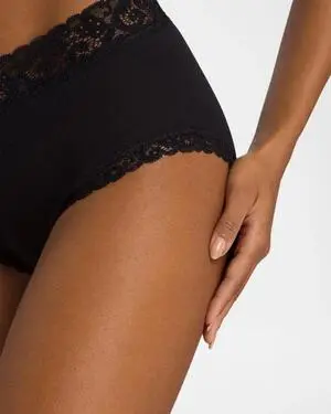 Hanro Moments Lace-trim Full Brief - Black