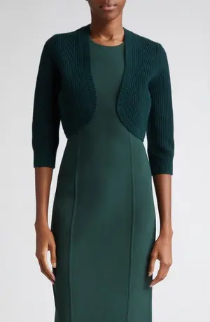 Michael Kors Shaker Stitch Cashmere Shrug Forest