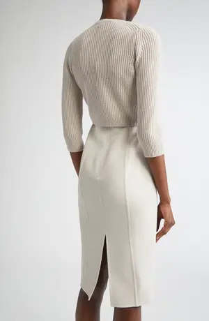 Michael Kors Shaker Stitch Cashmere Shrug - Oyster