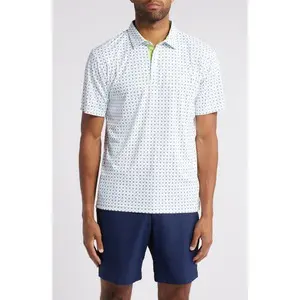 SWANNIES Hazelwood Modern Fit Foulard Print Performance Golf Polo Horizon Blue