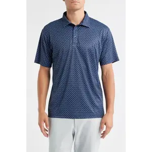 SWANNIES Hazelwood Modern Fit Foulard Print Performance Golf Polo - Navy