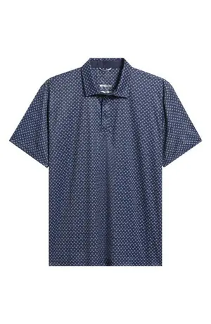 SWANNIES Hazelwood Modern Fit Foulard Print Performance Golf Polo - Navy
