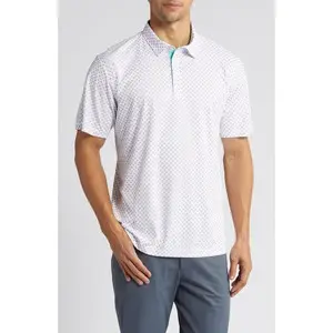 SWANNIES Hazelwood Modern Fit Foulard Print Performance Golf Polo Purple-agave