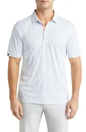 SWANNIES Hazelwood Modern Fit Foulard Print Performance Golf Polo White-ocean