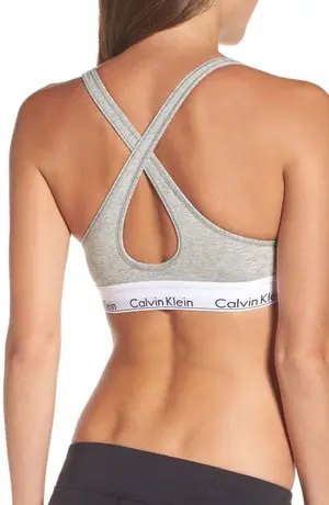 Calvin Klein Modern Collection Cotton Blend Padded Bralette - Grey Heather