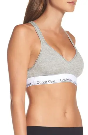 Calvin Klein Modern Collection Cotton Blend Padded Bralette - Grey Heather