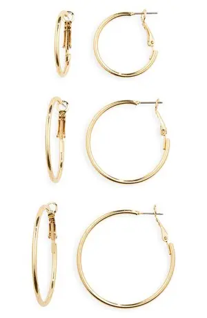 Bp. Set Of 3 Hoop Earrings - Gold
