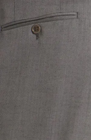 Canali Wool Flat Front Trousers - Grey