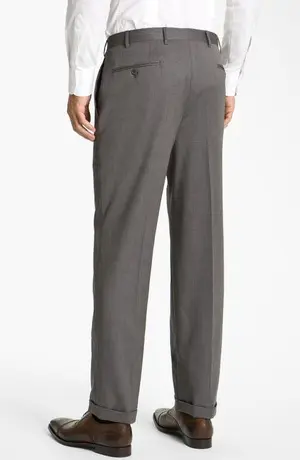 Canali Wool Flat Front Trousers - Grey