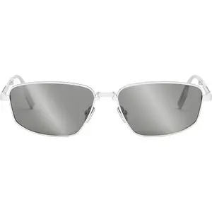 Dior DIOR 90 S1u 57mm Pilot Sunglasses Shiny Palladium / Smoke Mirror