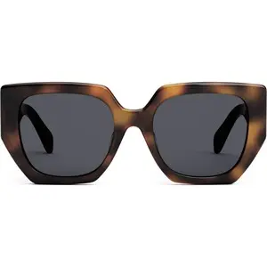 Celine Triomphe 55mm Butterfly Sunglasses - Blonde Havana / Smoke
