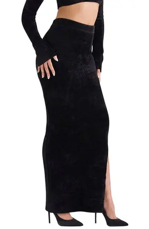 House Of Cb Rene Chenille Maxi Skirt - Black